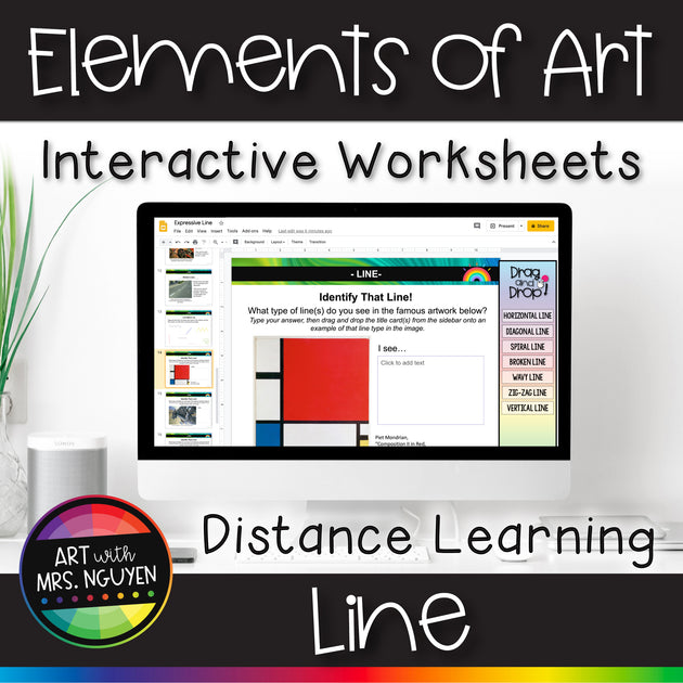 Elements of Art Interactive Worksheets for Distance Learning: Line ...
